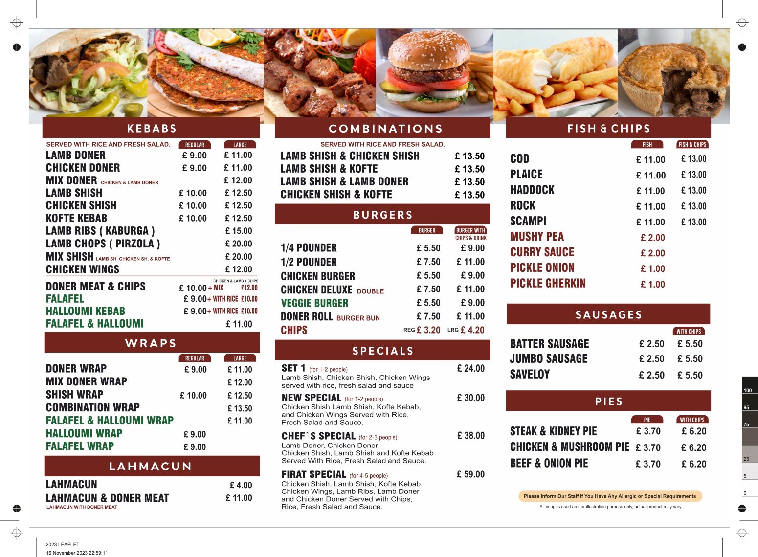 Take Away Menu – Firat Kebap Restaurant